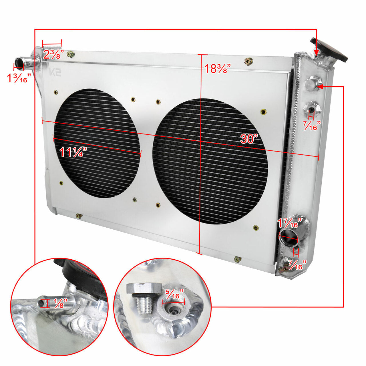 Spec-D Radiator Camaro / Firebird (1982-1992) 3 Row Aluminum w/ Fan Sh